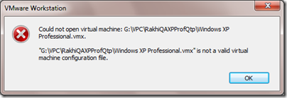 Could not open virtual machine – vmx is not a valid virtual machine ...